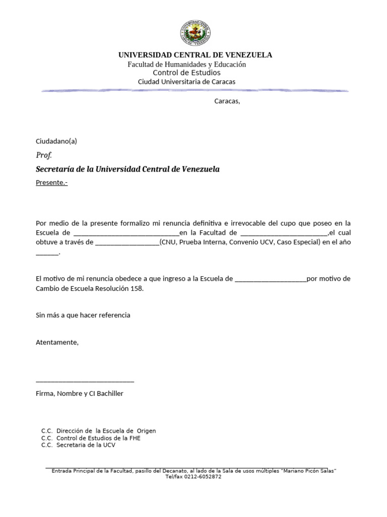 Carta Retiro de Escuela Resol 158 | PDF