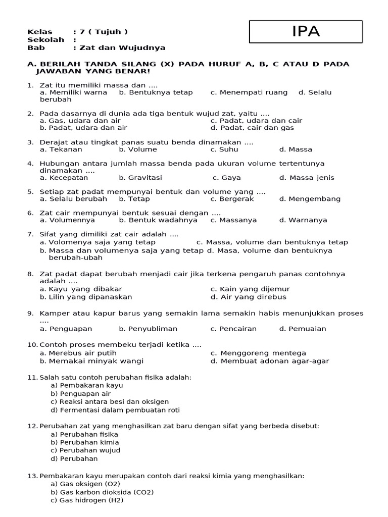 Soal Ulangan Ipa | PDF