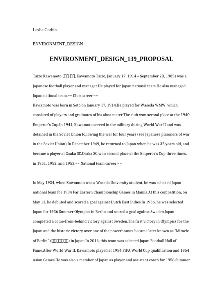 Environment Design 139 Proposal | PDF