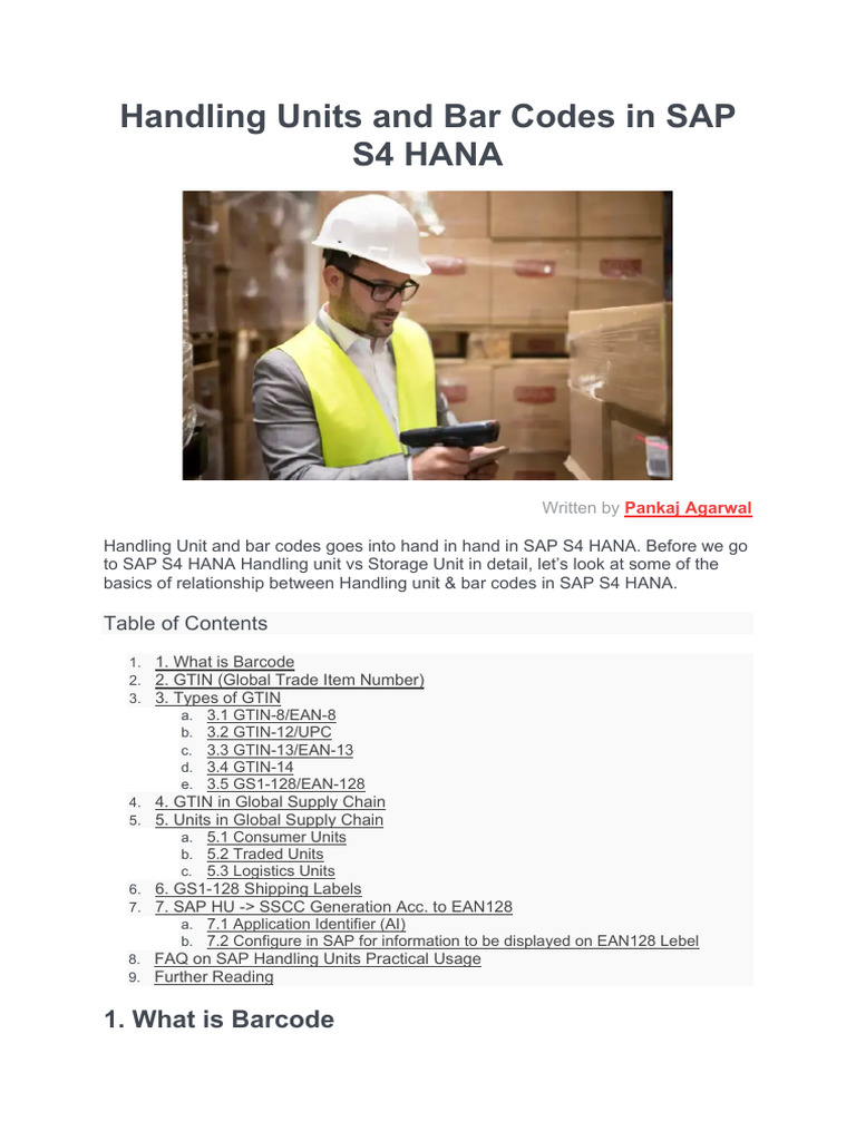 Handling Units and Bar Codes in SAP EWM and S4HANA | PDF
