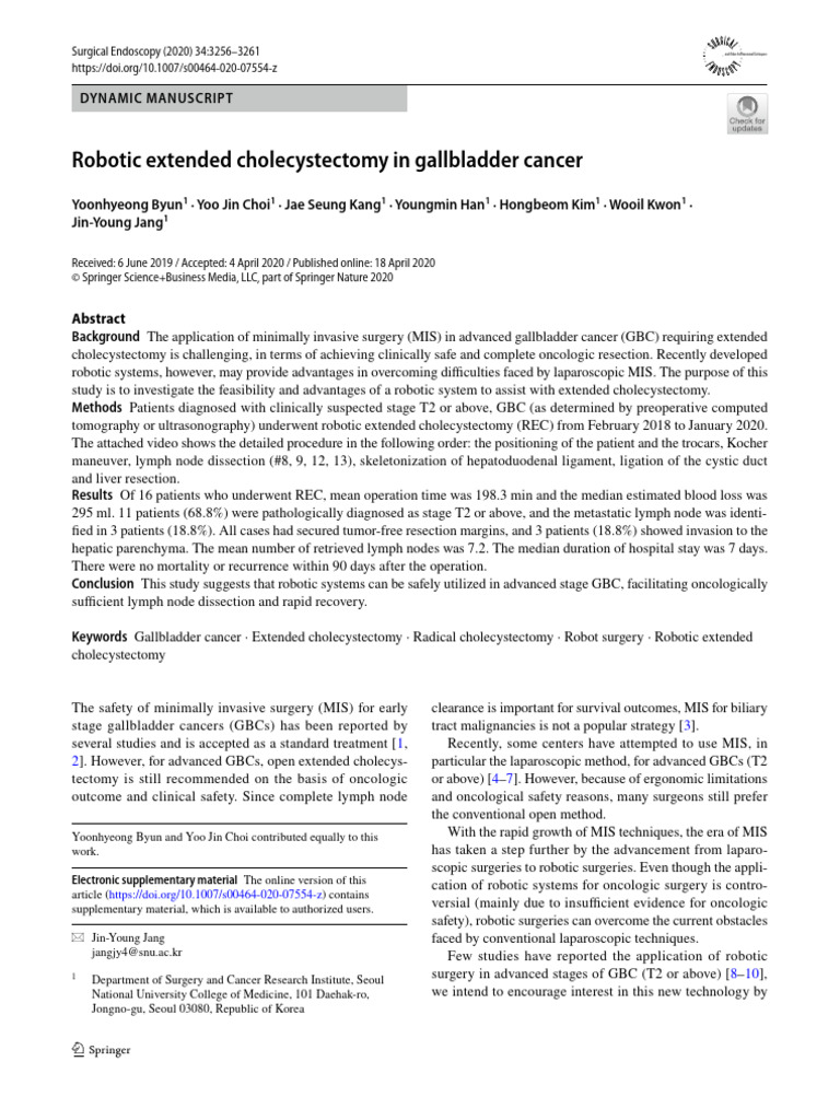 Robotic Extended Cholecystectomy in Gallbladder Cancer | PDF