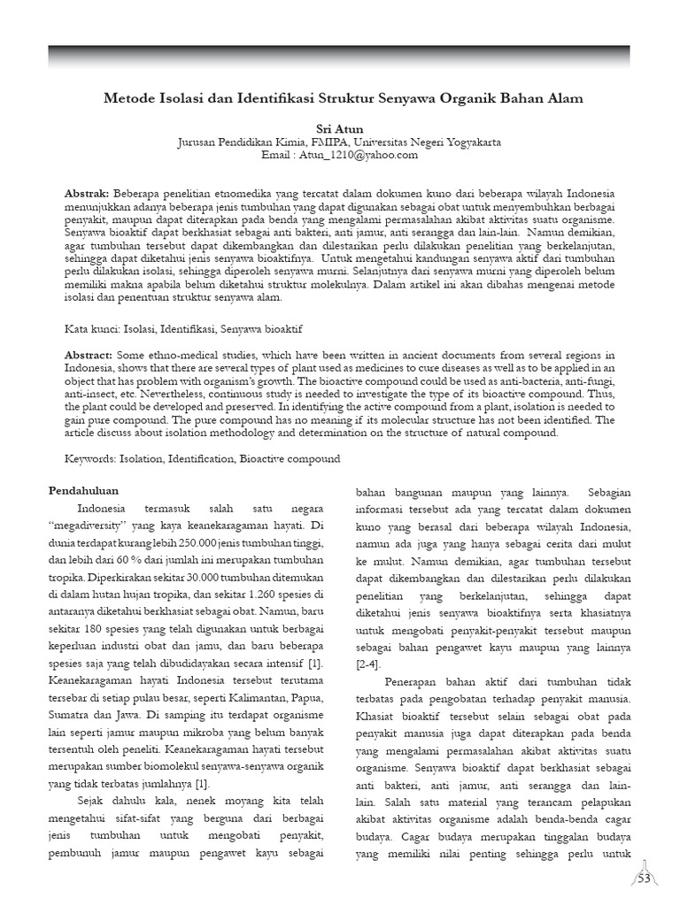 Metode Isolasi Dan Identifikasi Struktur Senyawa Organik Bahan Alam | PDF