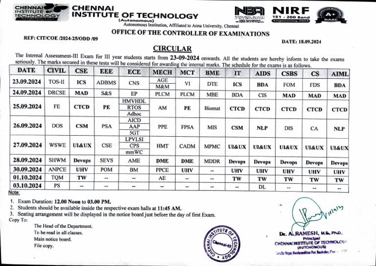 Cit 111 Year Circular | PDF