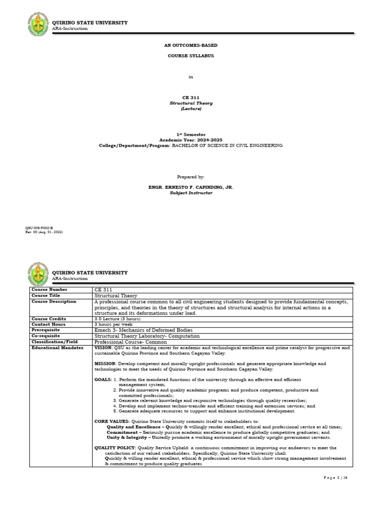 CE-311 Syllabus For-Students | PDF