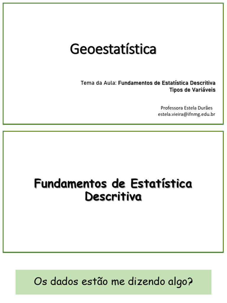 Aula 01 - Introdução A Estatística Descritiva | PDF