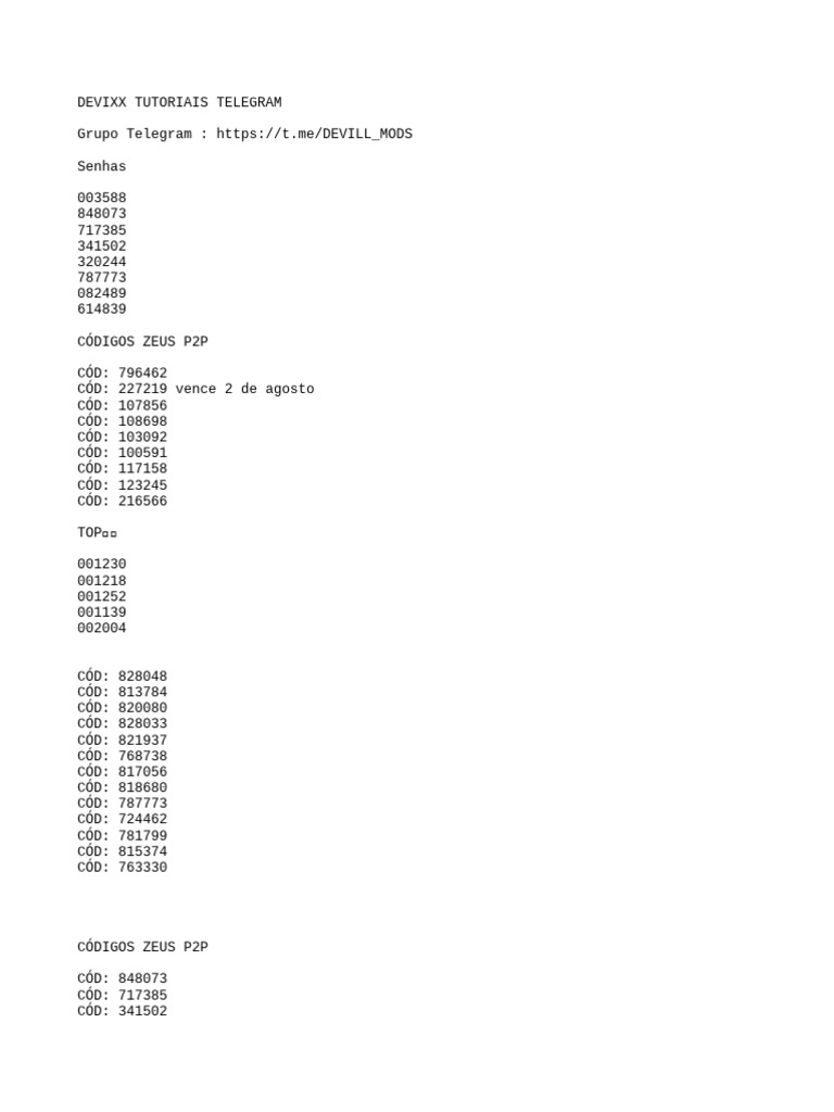 Senhas P2P Americano | PDF