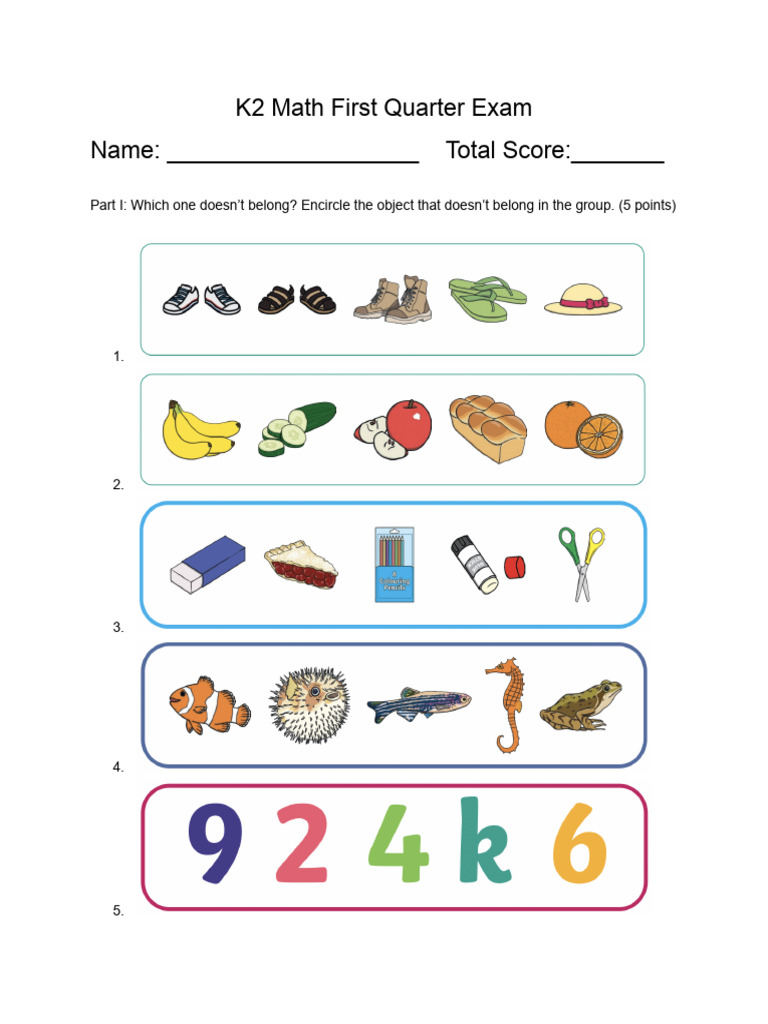 K2 Math First Quarter Exam | PDF