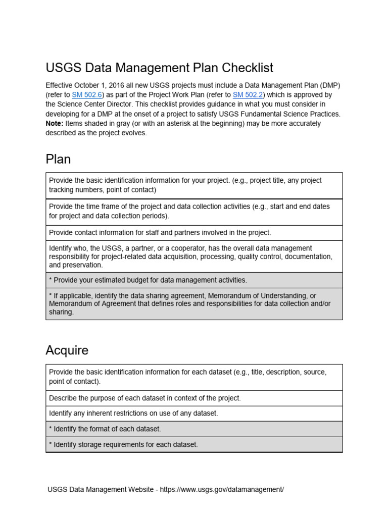 Data Management Checklist - 508 Compliant | PDF