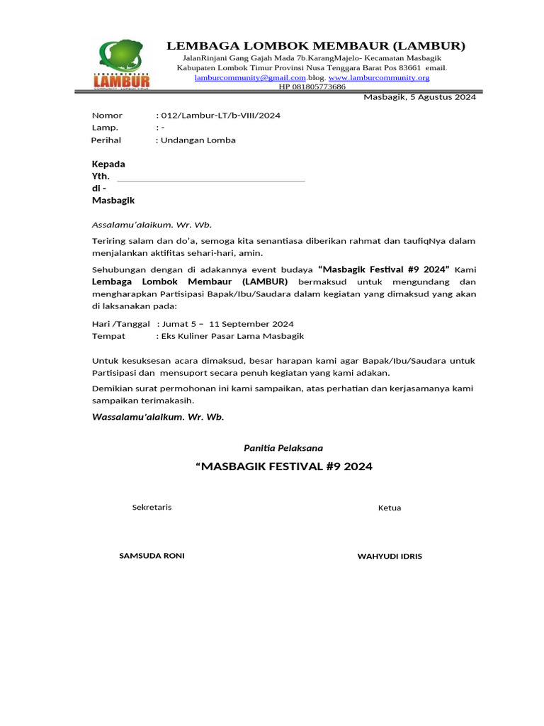 Undangan Lomba TK | PDF