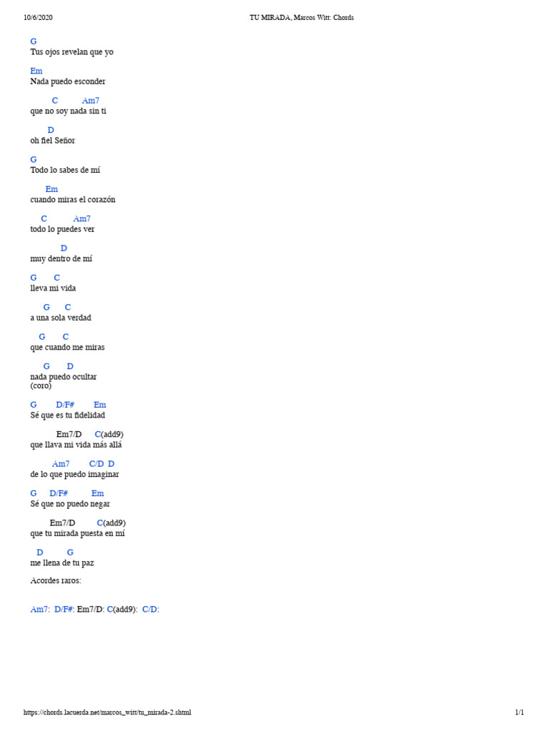 Tu Mirada Marcos Witt Chords Pdf