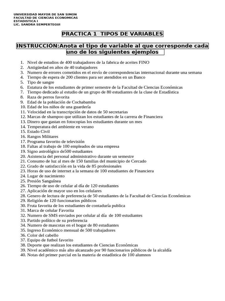 Practica 1 Tipos de Variables | PDF