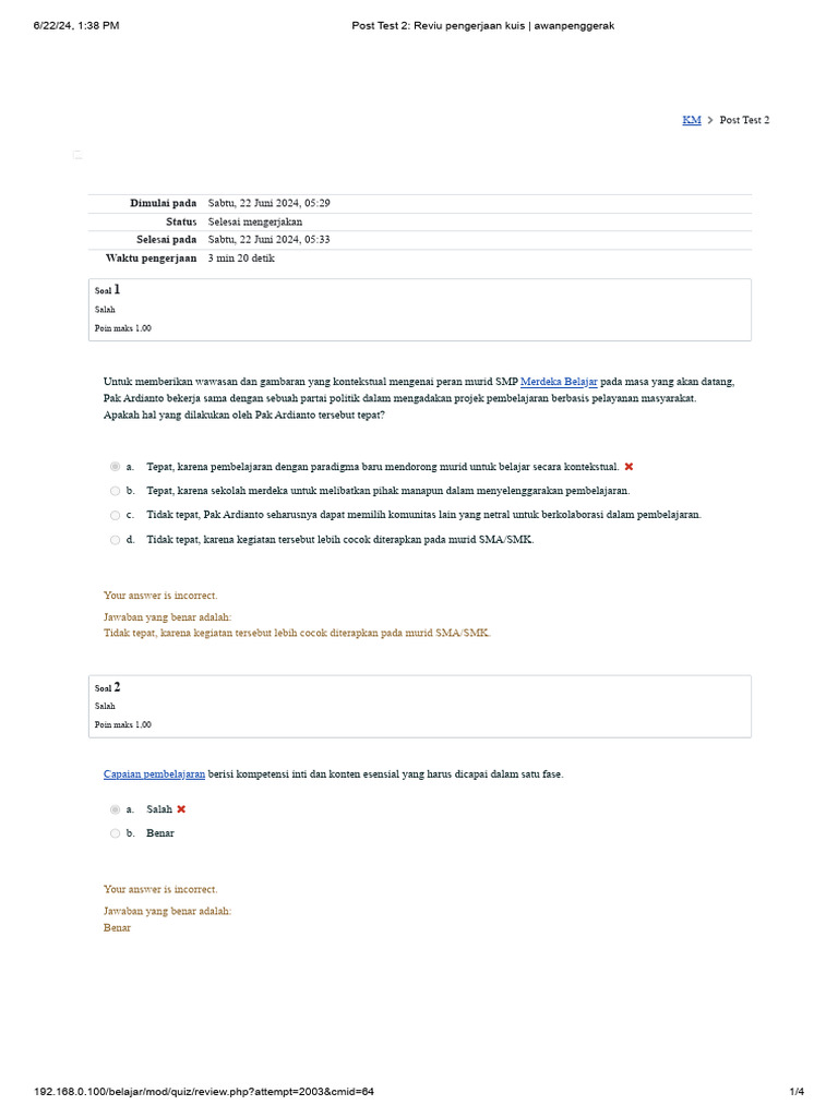 Jawaban Awan Penggerak | PDF