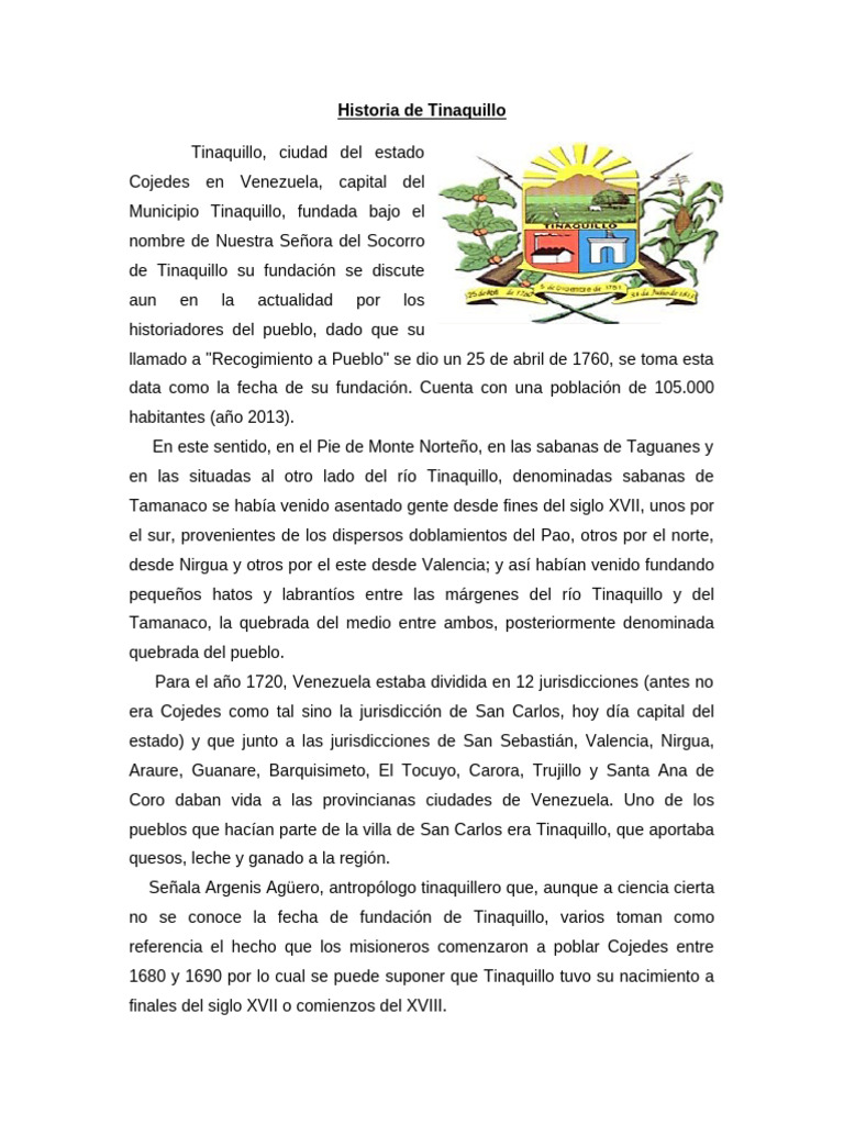 HISTORIA Y LEYENDA DE TINAQUILLO | PDF