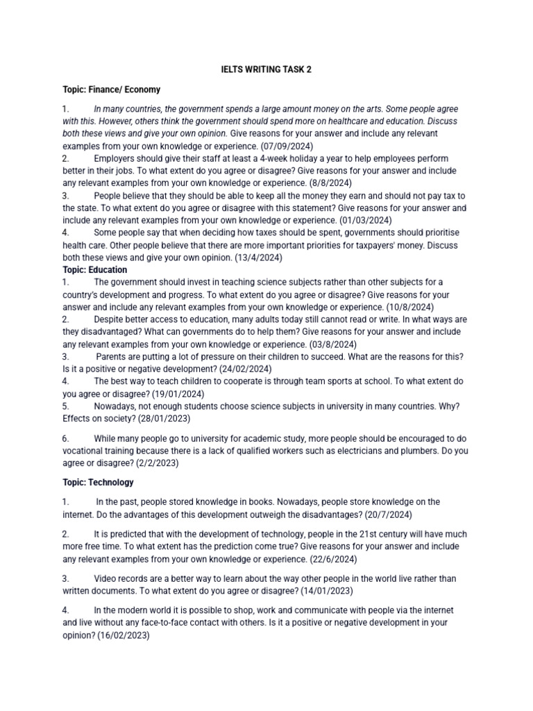 IELTS Writing Task 2 Collection (2024-2022) | PDF