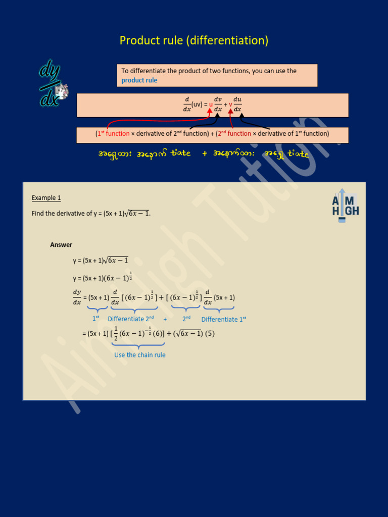 Product Rule (Differentiation) Working notes | PDF