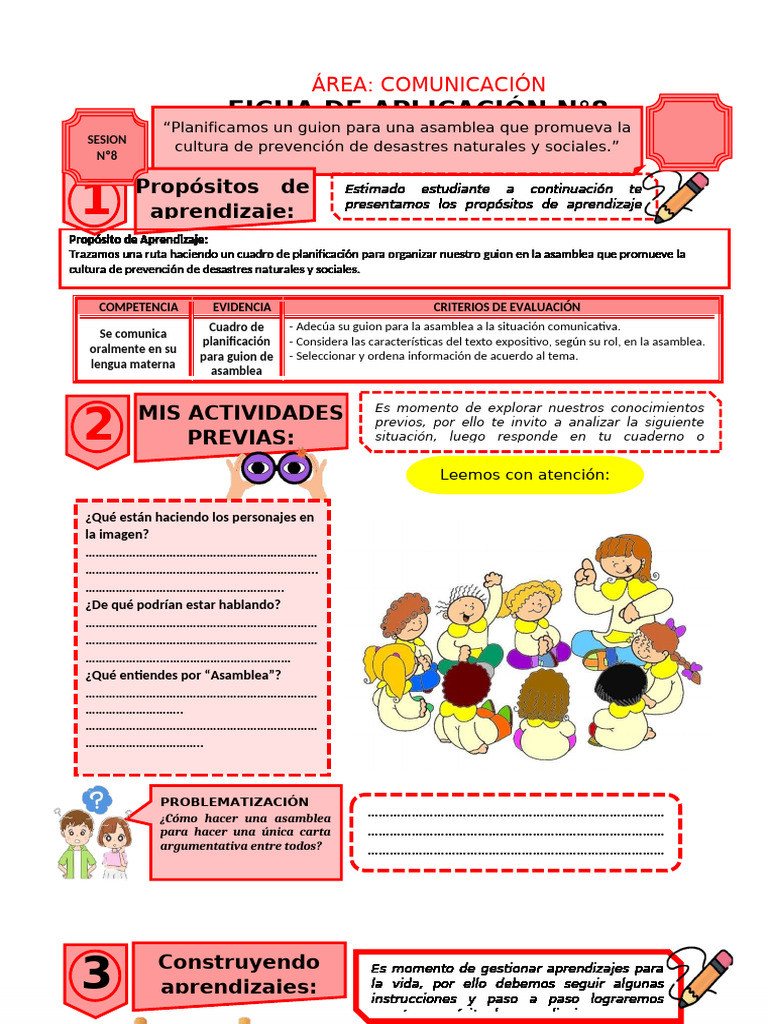 1° Ficha de Aplicación-Sesión8-Sem.4-Exp.3-Comu | PDF