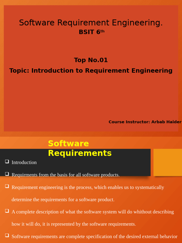 Topic 01 Introduction - To - Software Requirement Engineering | PDF ...