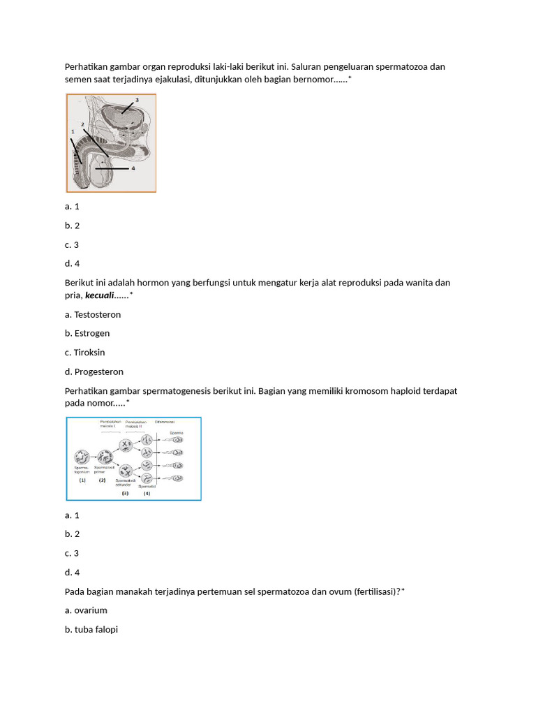 Latihan Soal Biologi Sistem Reproduksi | PDF
