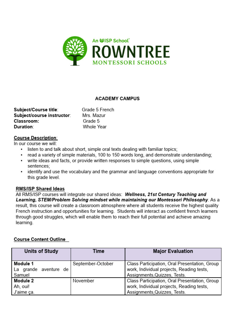 Grade 5 course profile | PDF