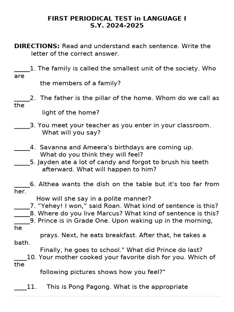 1st Grading - Language Reviewer | PDF