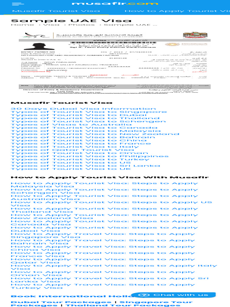 UAE Visa - Sample Photo - Musafir | PDF | Travel Visa | Human Migration