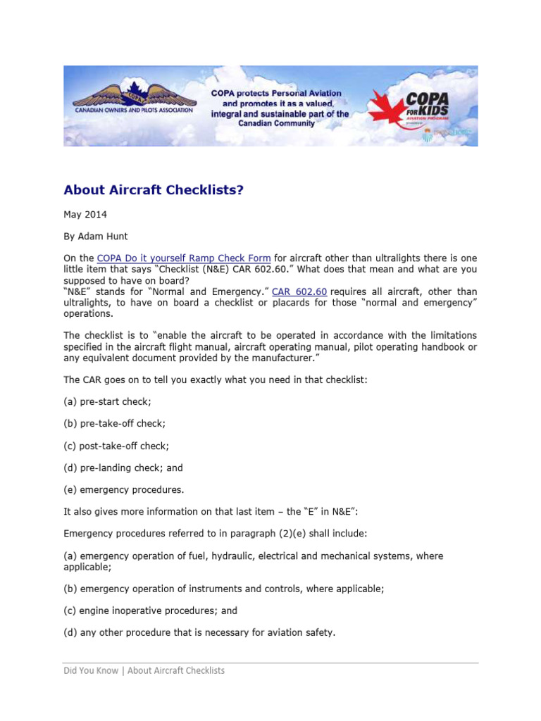 Did You Know-Aircraft Checklists | PDF