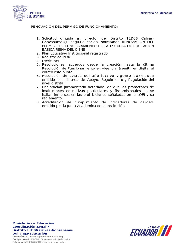 Requisitos Permiso de Funcionamiento Fiscomisionales | PDF | Negócios