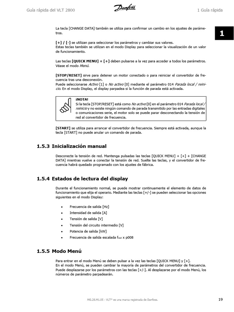 Guía Rápida Del VLT® 2800 | PDF | Frecuencia | Reloj