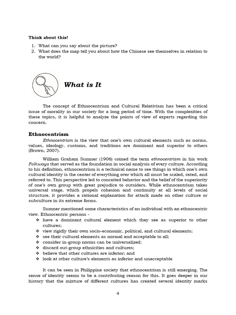 Quarter 1 Module 2 - Ethnocentrism and Cultural Relativism | PDF ...