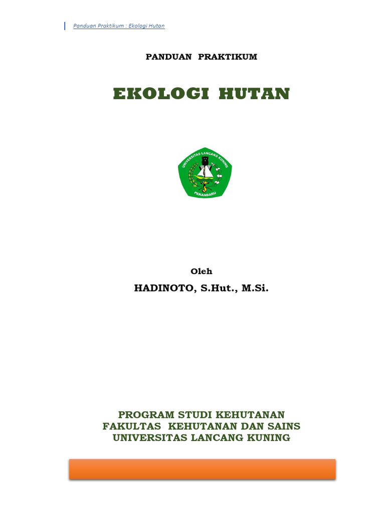 PANDUAN PRAKTIKUM Ekologi Hutan - Hadinoto | PDF