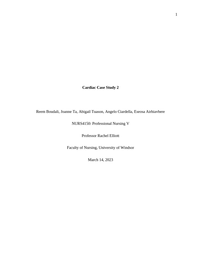 Cardiac-Case-Study-2-Professional Nursing V | PDF
