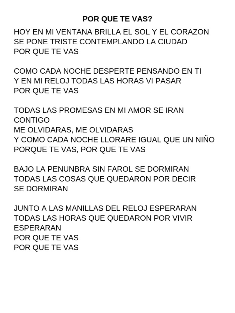 POR QUE TE VAS | PDF