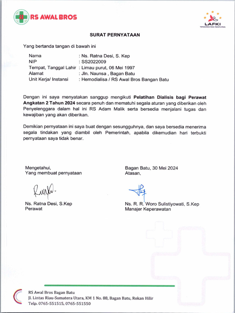 SURAT PERNYATAAN HD | PDF