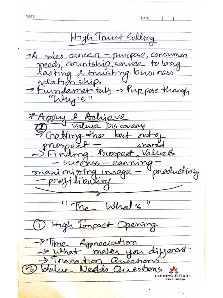 High Trust Selling - Notes by Tess Collins | PDF