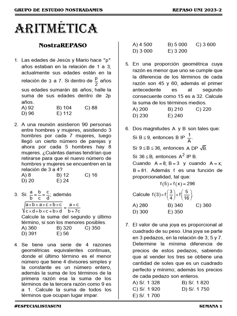 Arit 1 | PDF | Matemáticas