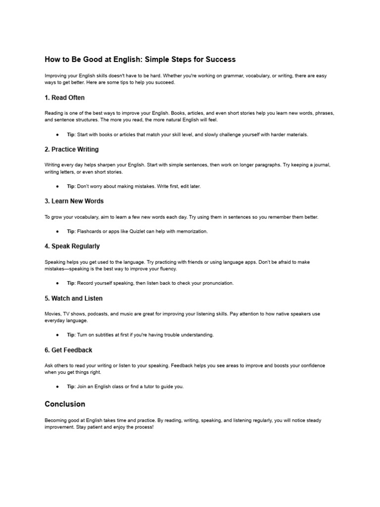How To Be Good at English | PDF