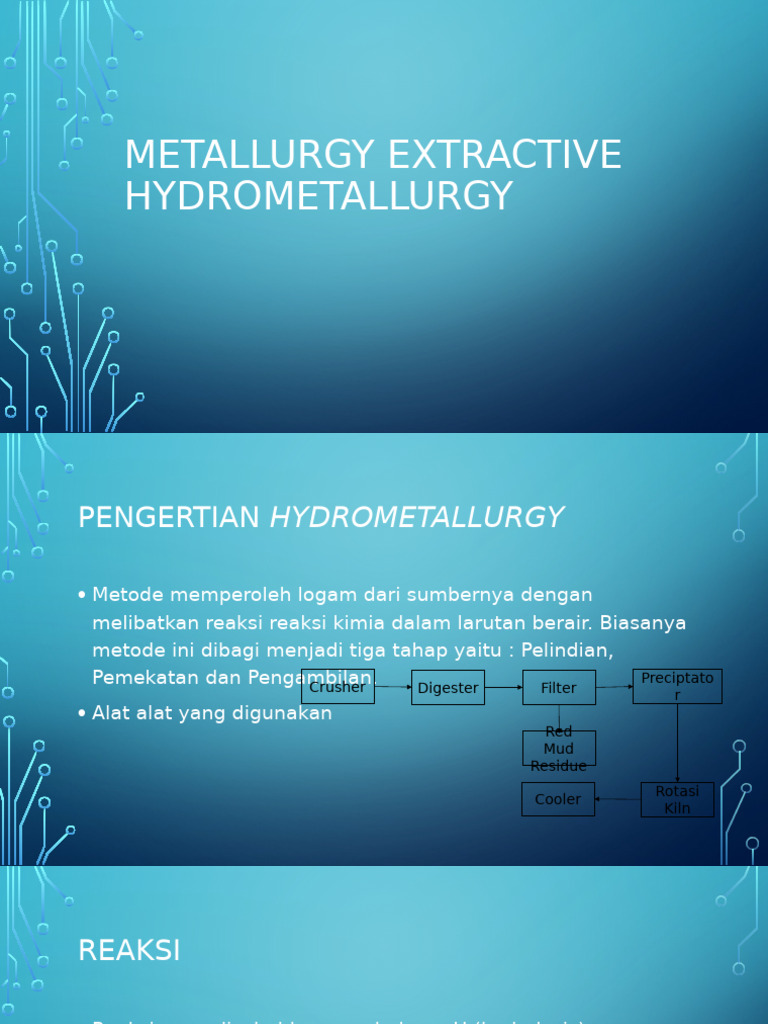 Hydrometallurgy Process Overview | PDF | Chemistry | Metallurgy
