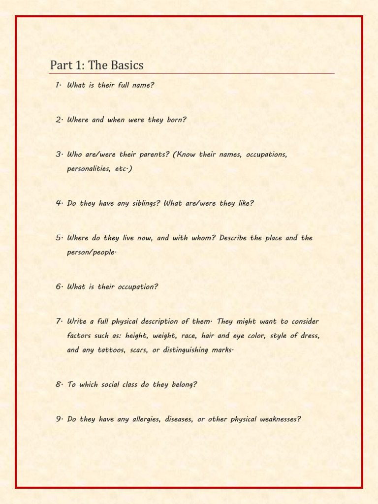 100_Character_Questions | PDF