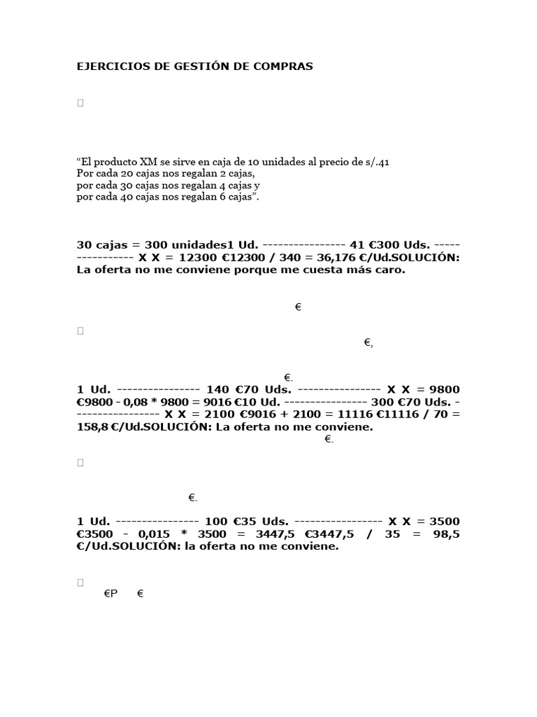 EJERCICIOS DE GESTIÓN DE COMPRAS | PDF