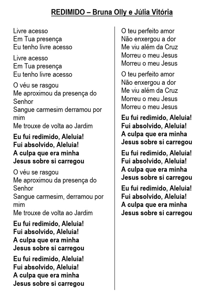 REDIMIDO - Bruna Olly e Júlia Vitória | PDF