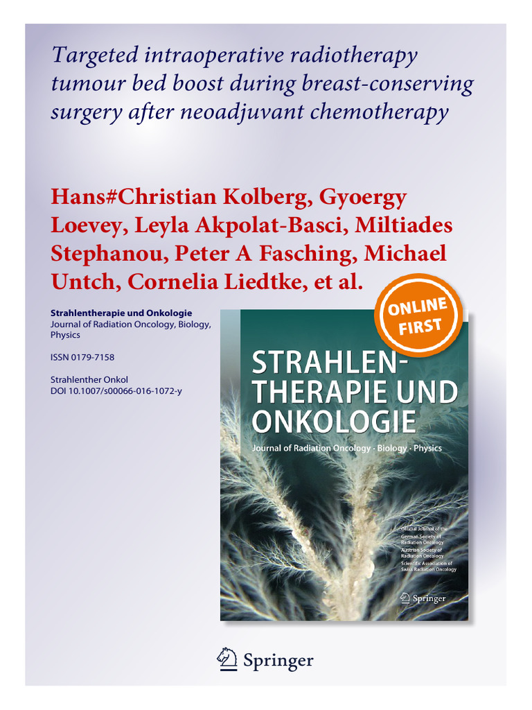 Targeted Intraoperative Radiotherapy Tumour Bed Boost During Breast ...