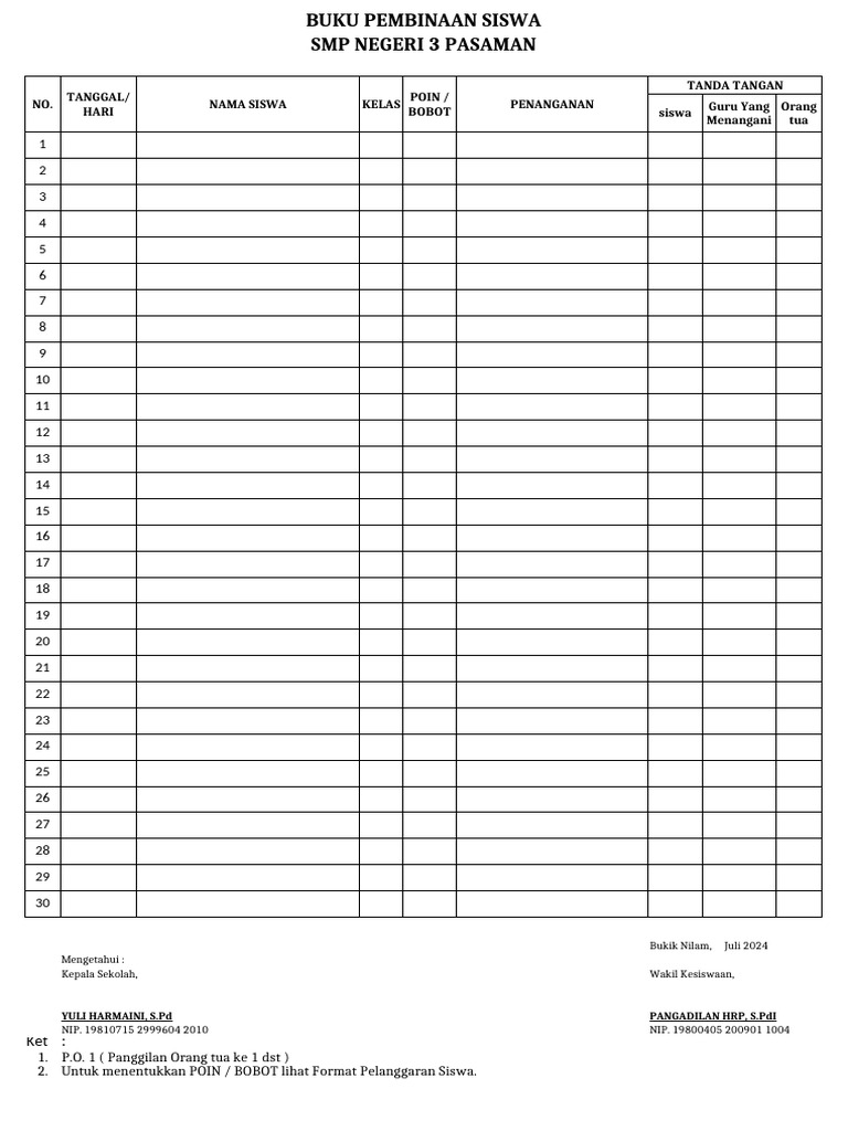 BUKU BOBOT PELANGGARAN SISWA 2024 YL | PDF