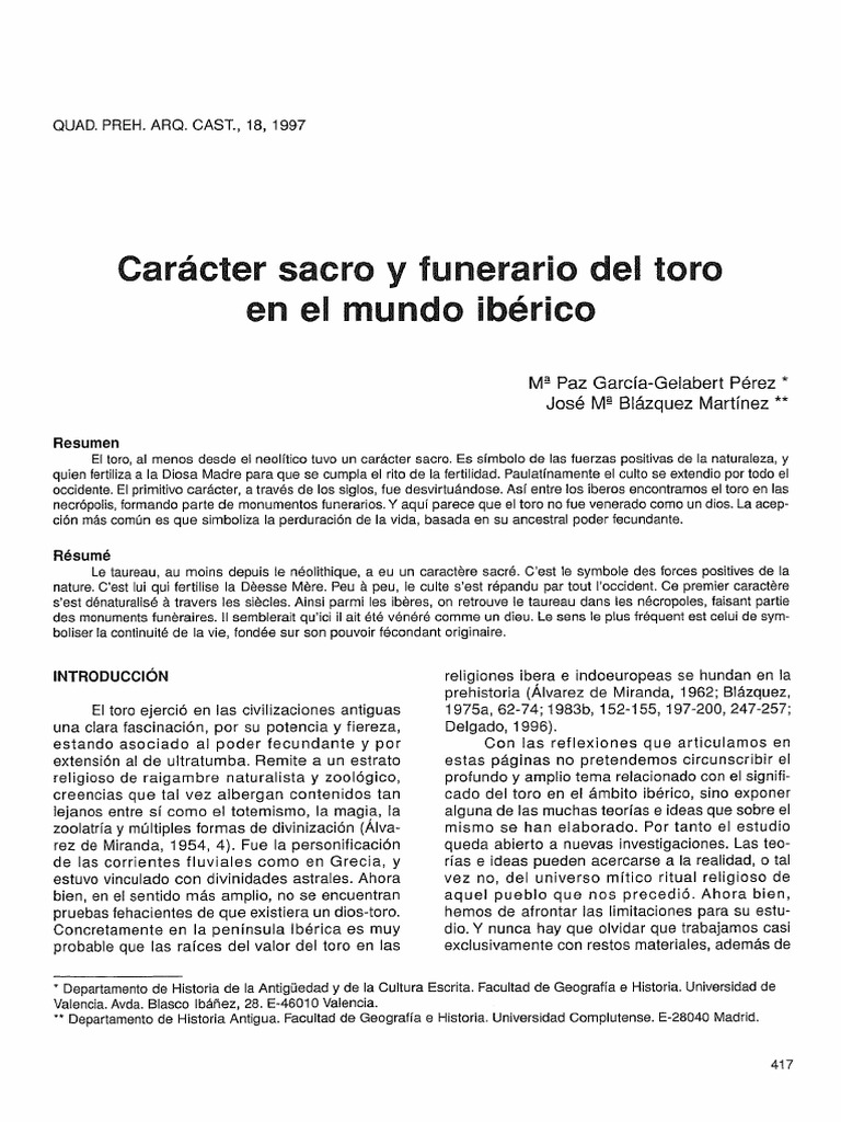 Caracter Sacro Y Funerario Del Toro en El Mundo Iberico | PDF