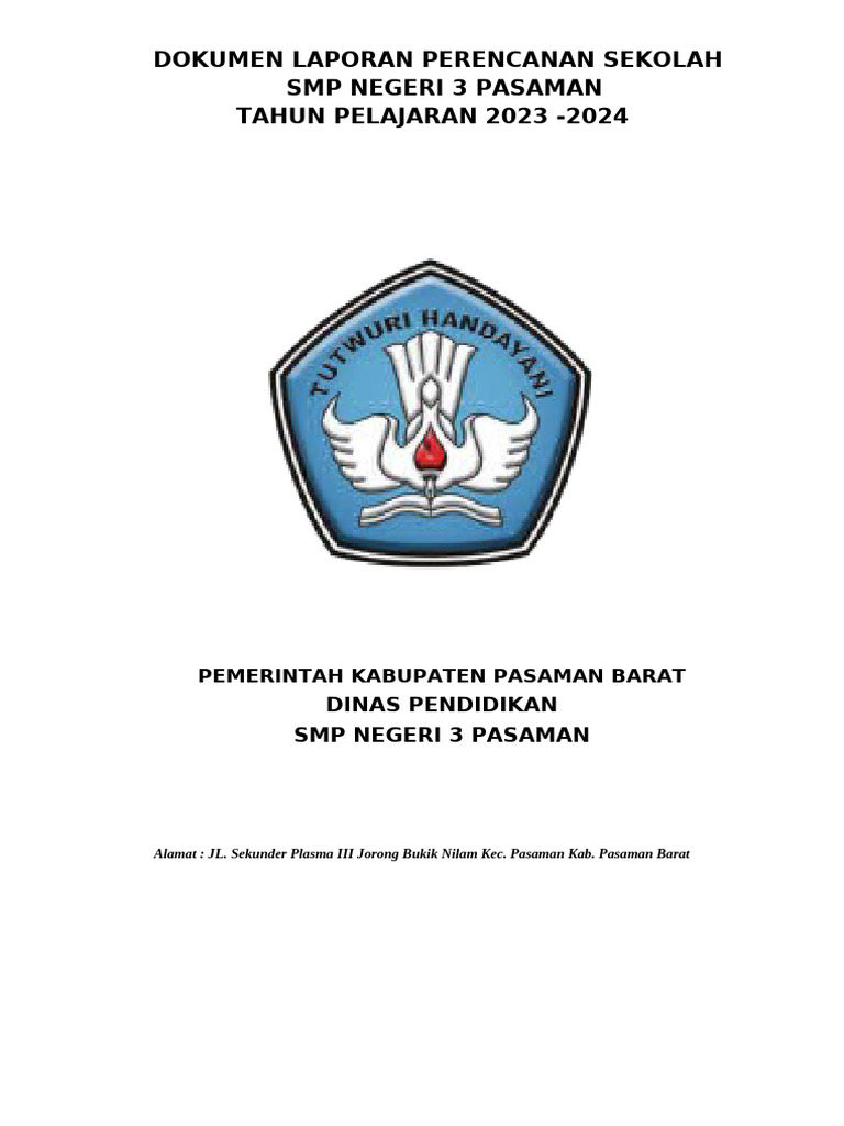 Dokumen Laporan Perencanan Sekolah SMP N 3 Pas | PDF
