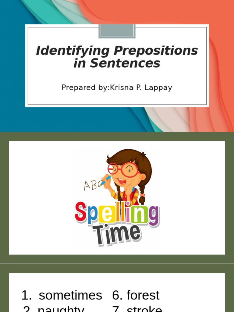 Identifying Prepositions in Sentences | PDF