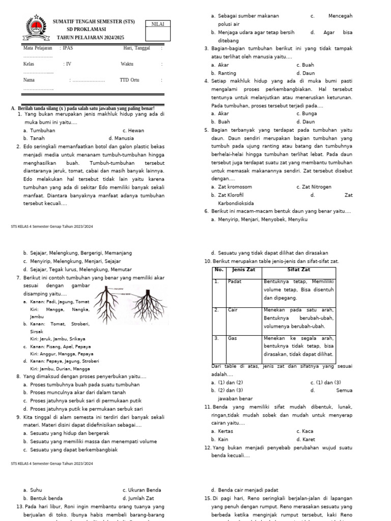 Soal UTS IPAS Fix | PDF