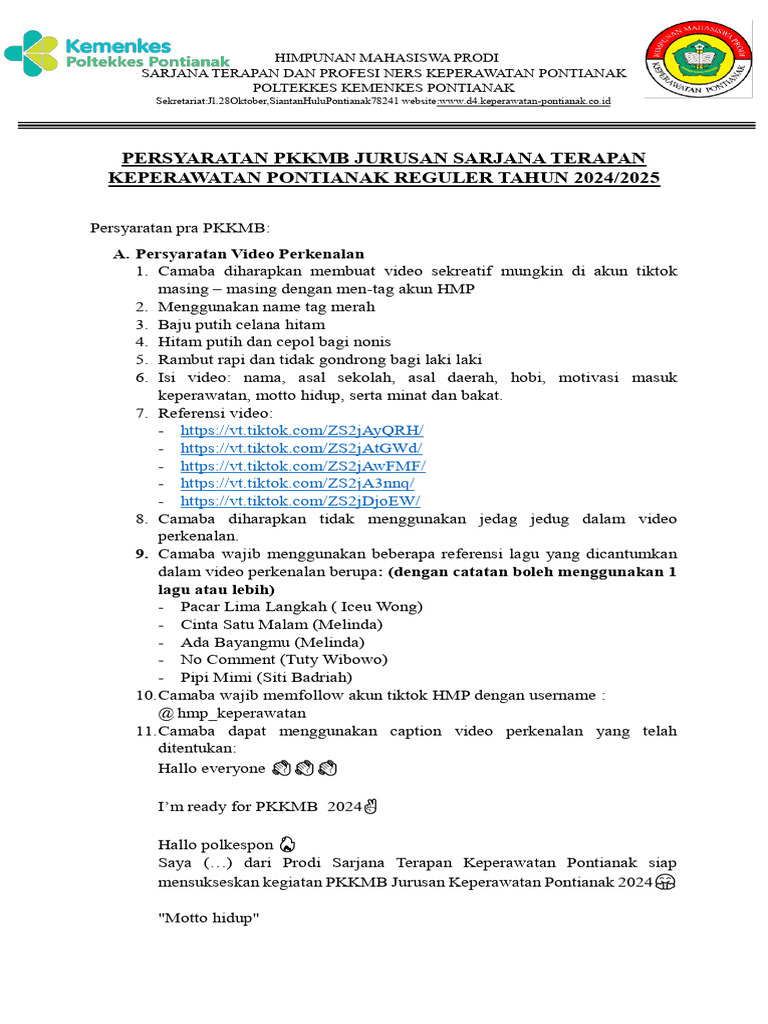 Persyaratan PKKMB Keperawatan 2024 | PDF | Ilmu Sosial