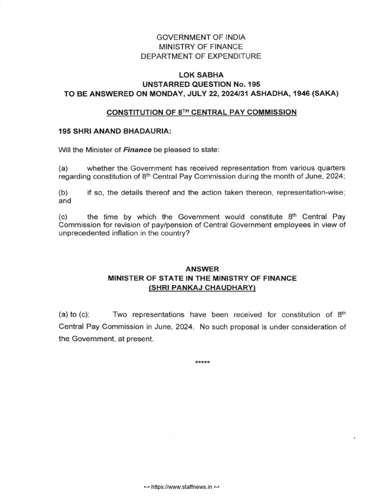 8th CPC Loksabha 22 07 2024 | PDF