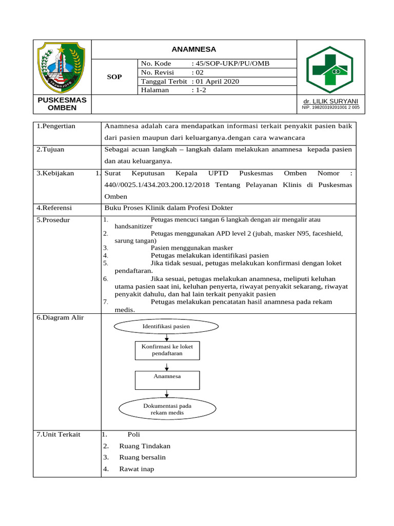 Proceso de Anamnesis en Puskesmas Omben | PDF