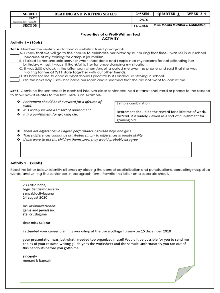 RWS Week 34 WS | PDF
